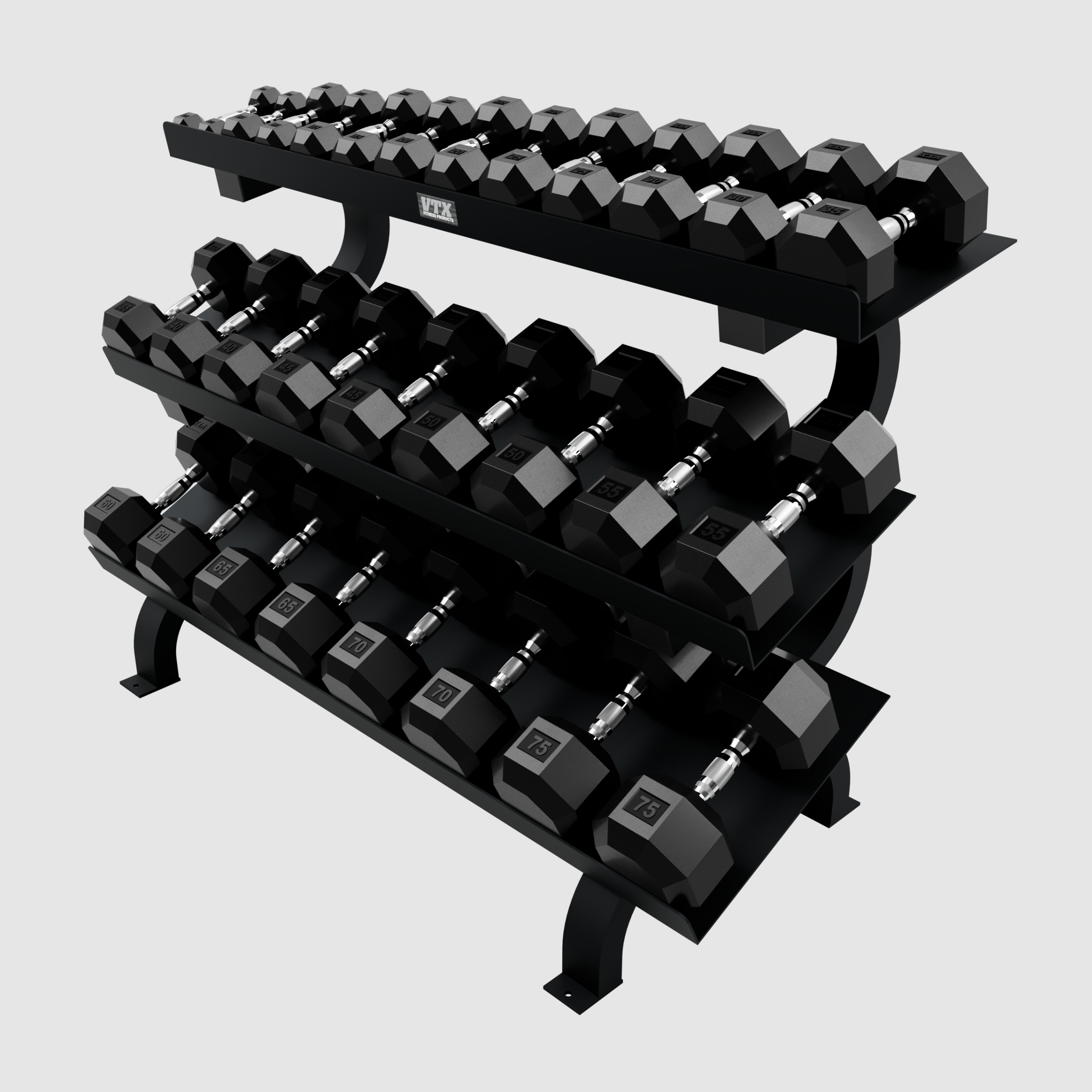 VTX URETHANE Dumbbells "15-Pair Horizontal Rack" Pack – Troy Barbell ...